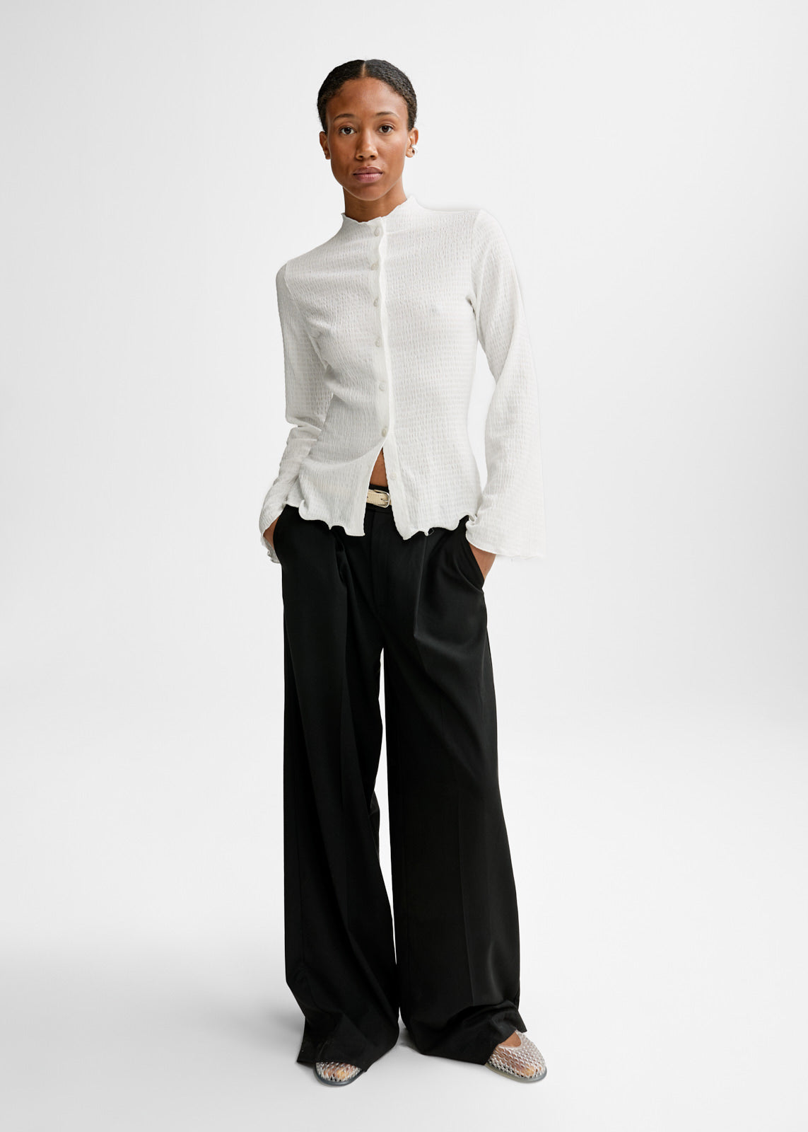Lottie Crincle Top - White – AKS LABEL